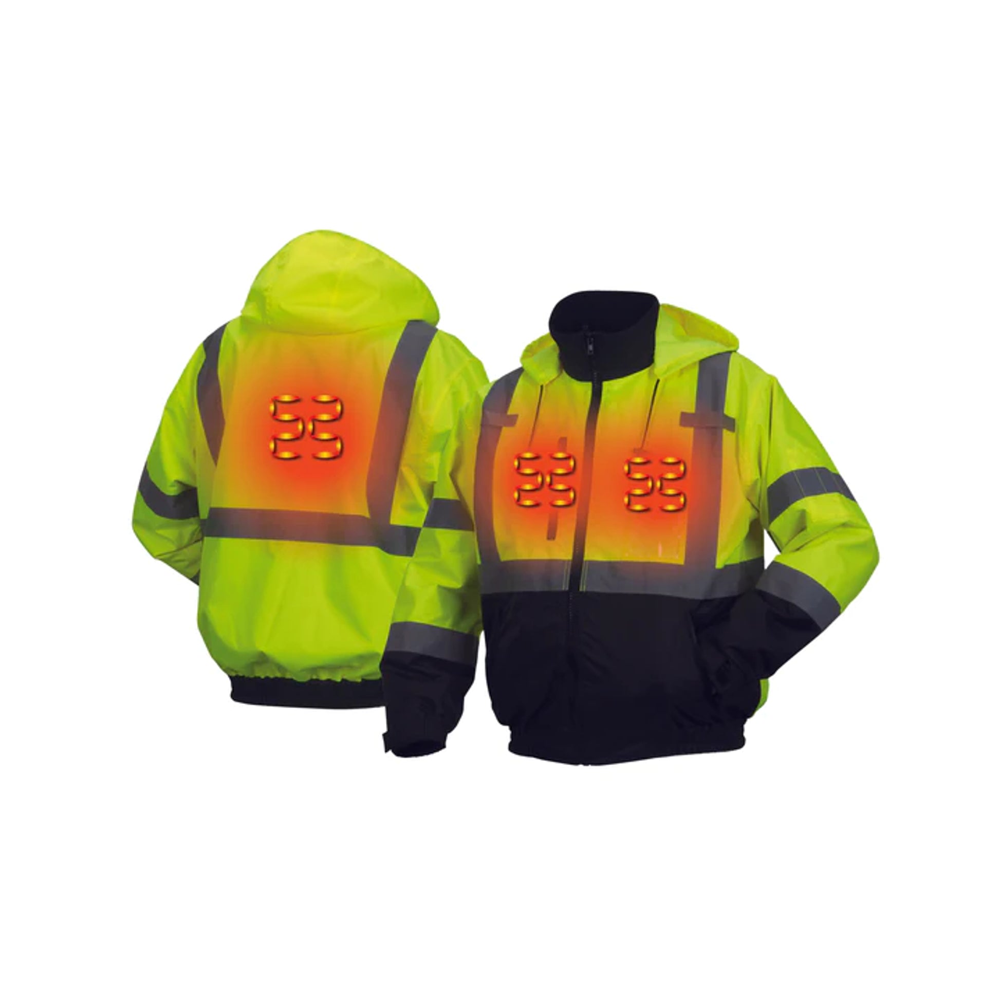 Pyramex RJ31H Heated Hi-Viz Lime Bomber Jacket w/Zip Out Fleece ...